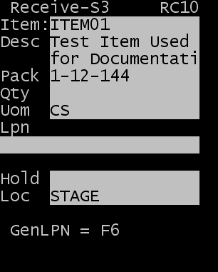 Putting inventory on hold during RF receipt