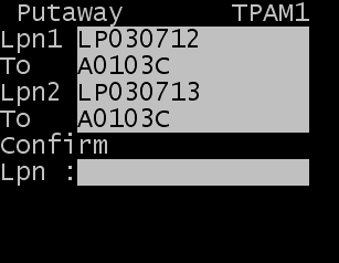 Completing an RF-directed putaway for multiple pallets