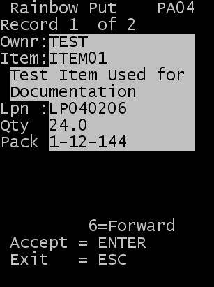 RF-assisted rainbow pallet putaway